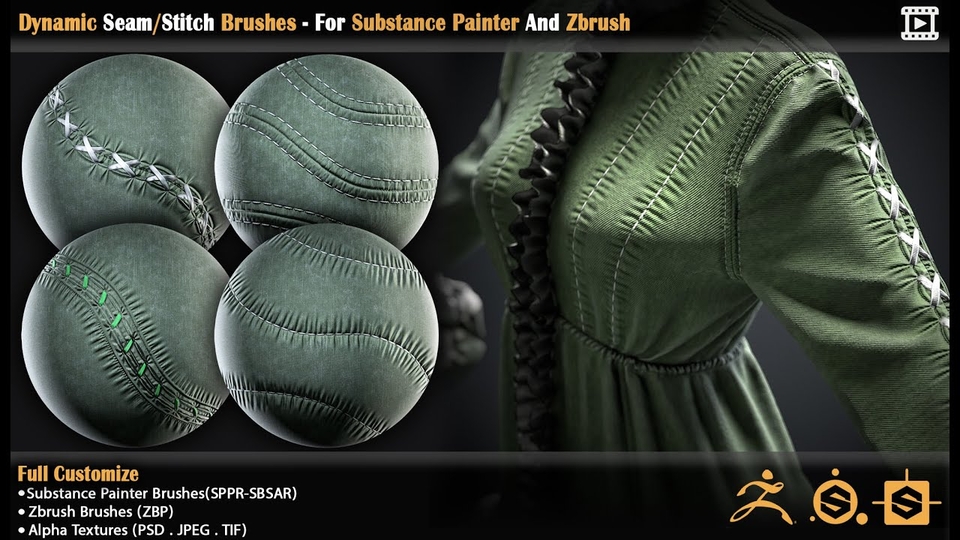 Seam/Stitch Brushes / Substance Painter & Zbrush