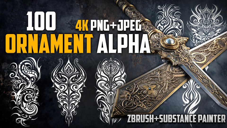 100 Ornament Alpha (PNG & JPEG Files)- 4K