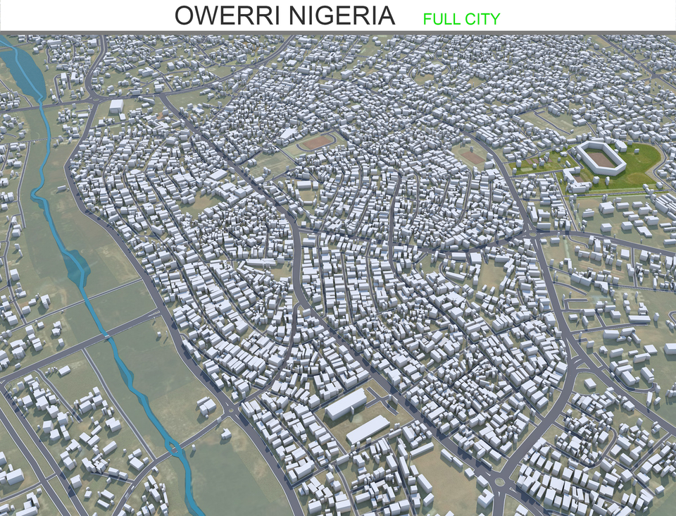 Owerri city Nigeria 3d model 30km