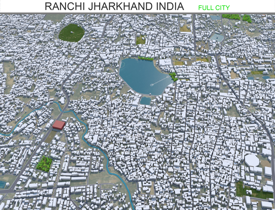 Ranchi city Jharkhand India 3d model 25km