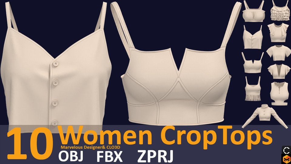 10 basic women Crop top (VOL.03) Zprj, Fbx, Obj