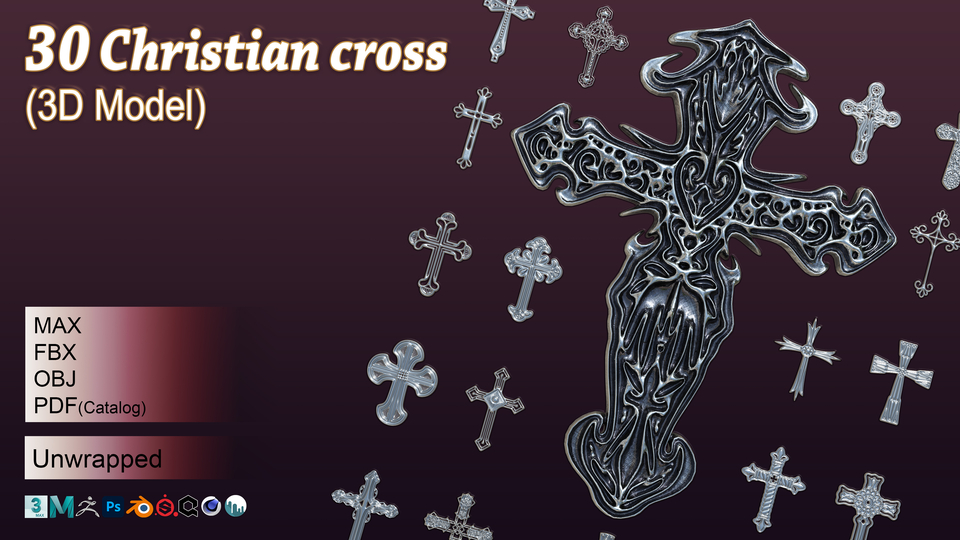 30 Christian cross 3D model Vol 3