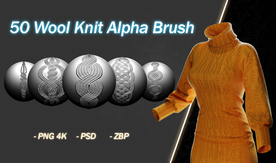 50 Wool Knit Alpha Brushes