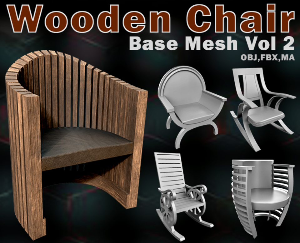 20 Wooden Chair Base Mesh Vol 2