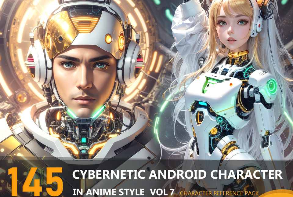 Cybernetic Android Characters In Anime Style