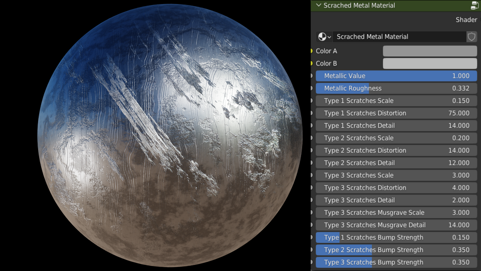 Procedural Scratched Metal Material