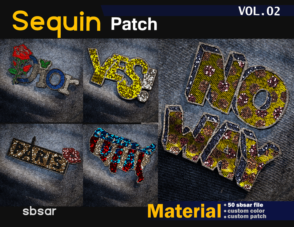 50 Sequin patch -SBSAR + tutorial -VOL 02
