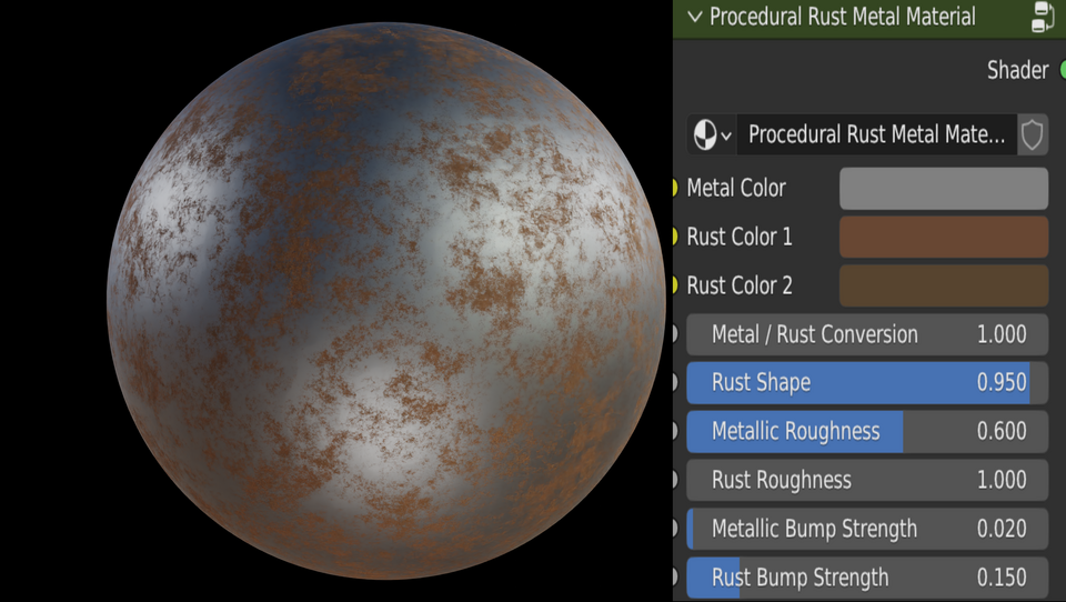 Procedural Rust Metal Material