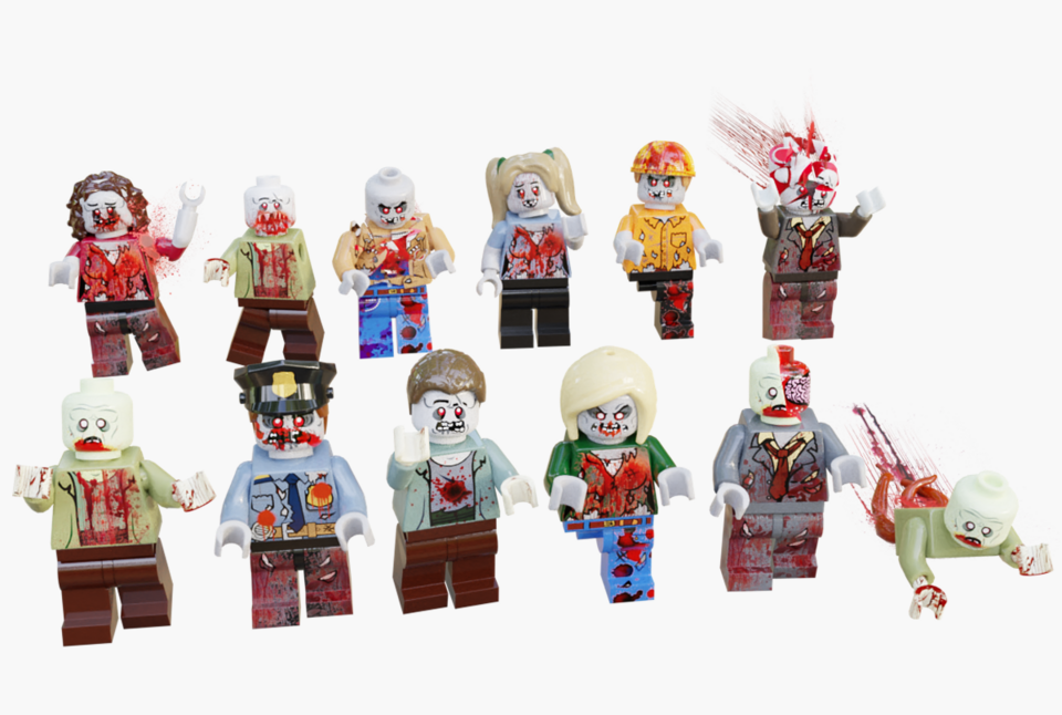 Lego wrecked and bloody zombie set