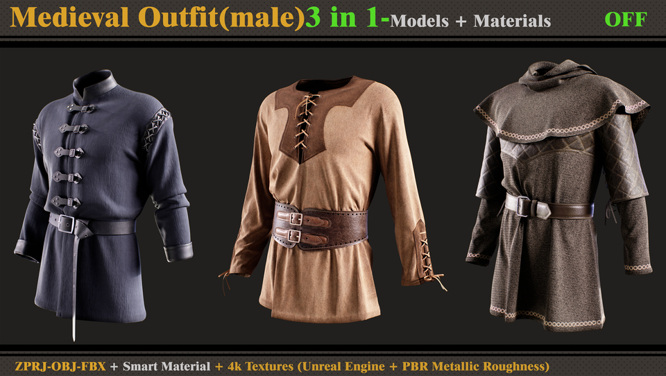 3 in 1 Medieval Outfit-Models + Materials