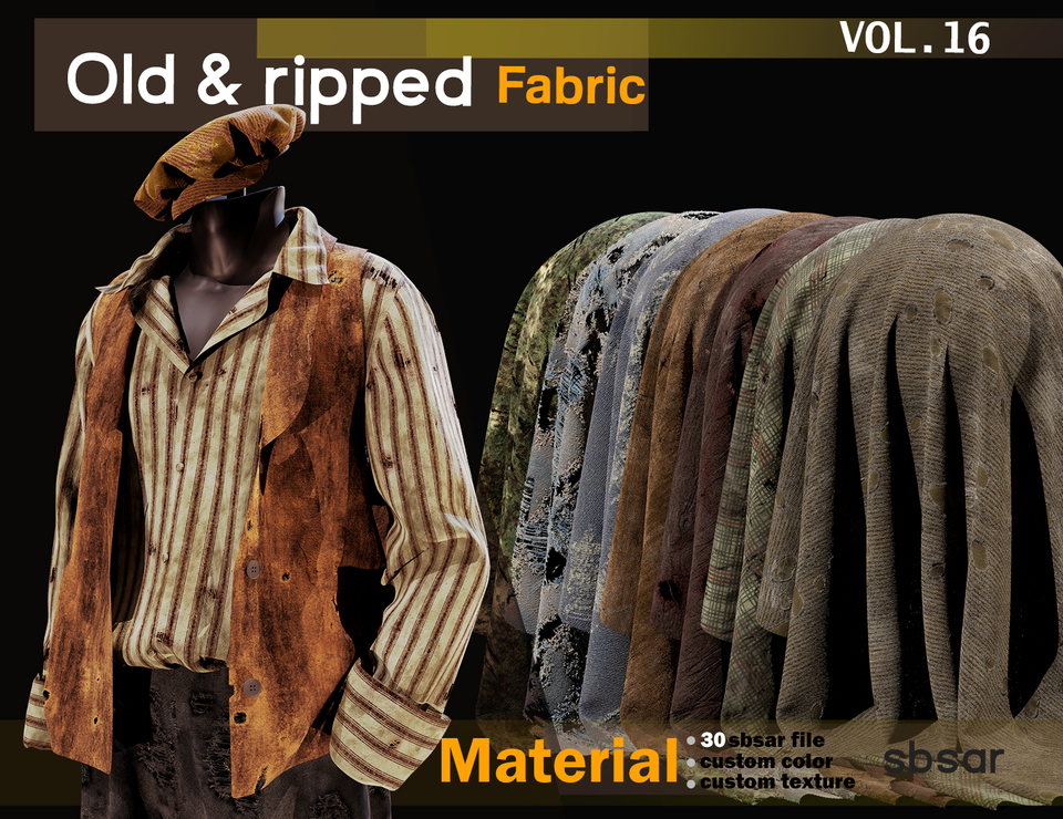 procedural old & ripped fabric Material -VOL 16