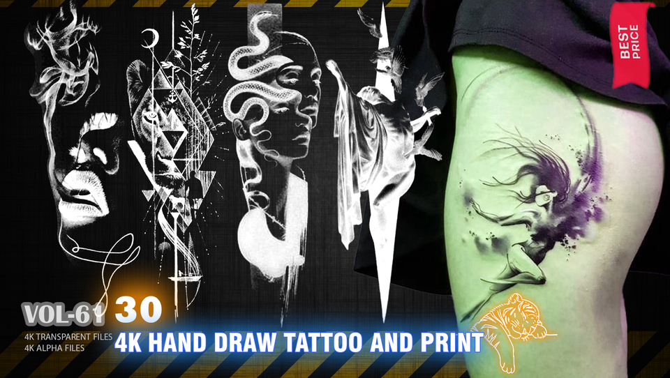 30 4K HAND DRAW TATTOO AND PRINT