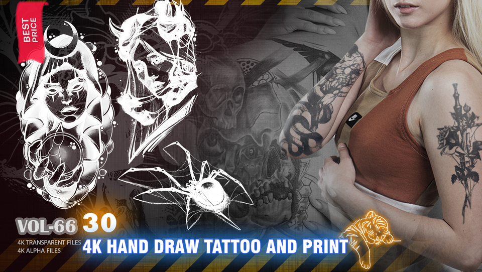 30 4K HAND DRAW TATTOO AND PRINT