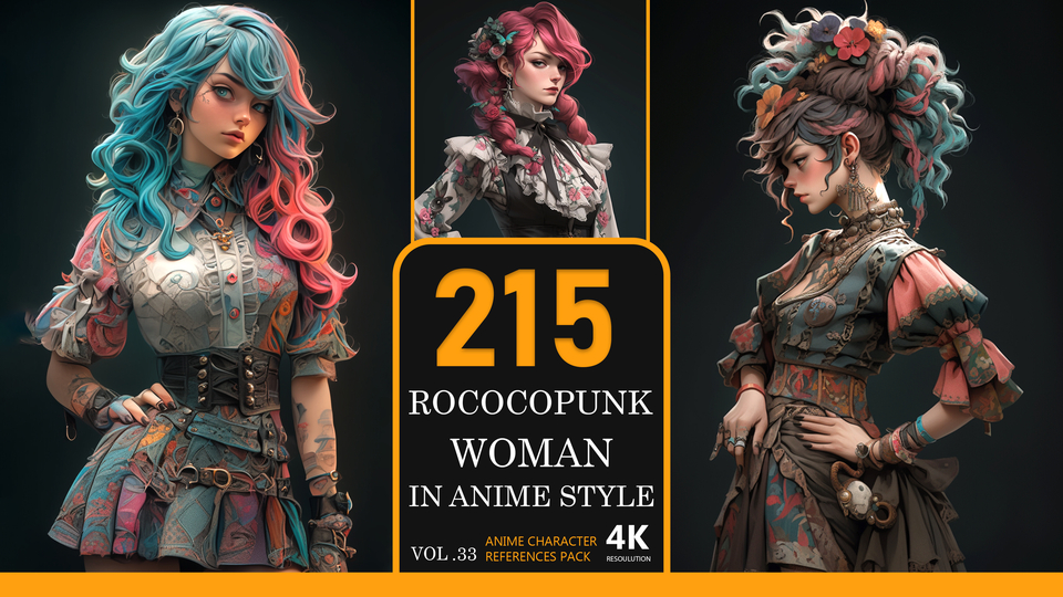 Rococopunk Women In Anime Style