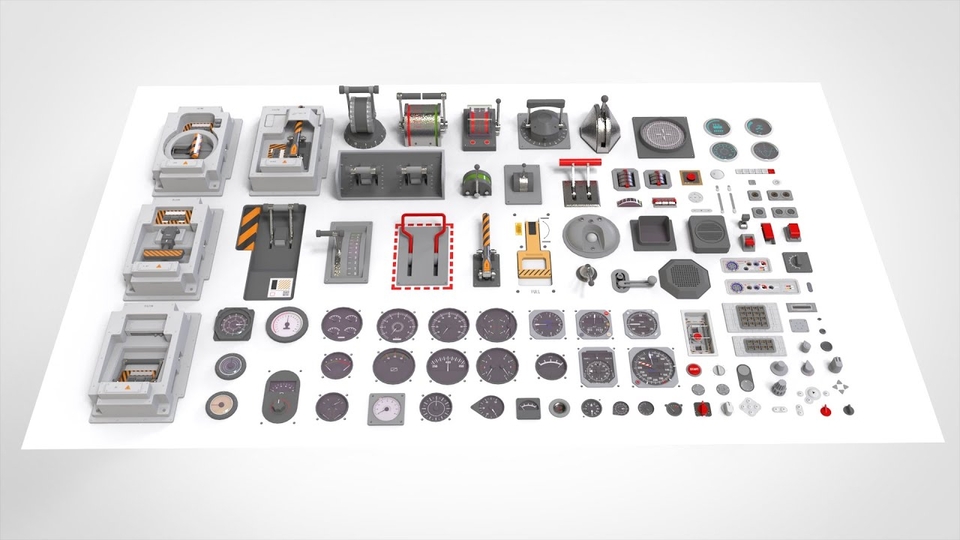 Dashboard 5 control panel with buttons and knobs