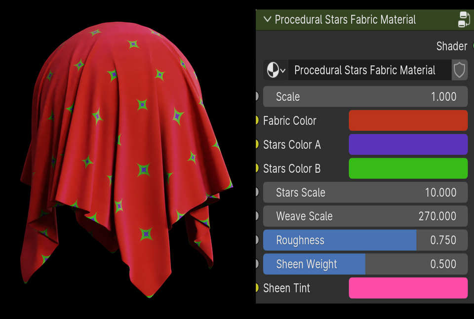 Procedural Stars Fabric Material