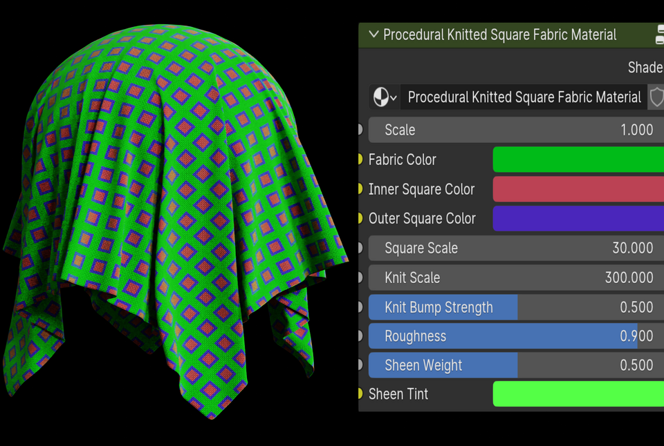 Procedural Knitted Square Fabric Material