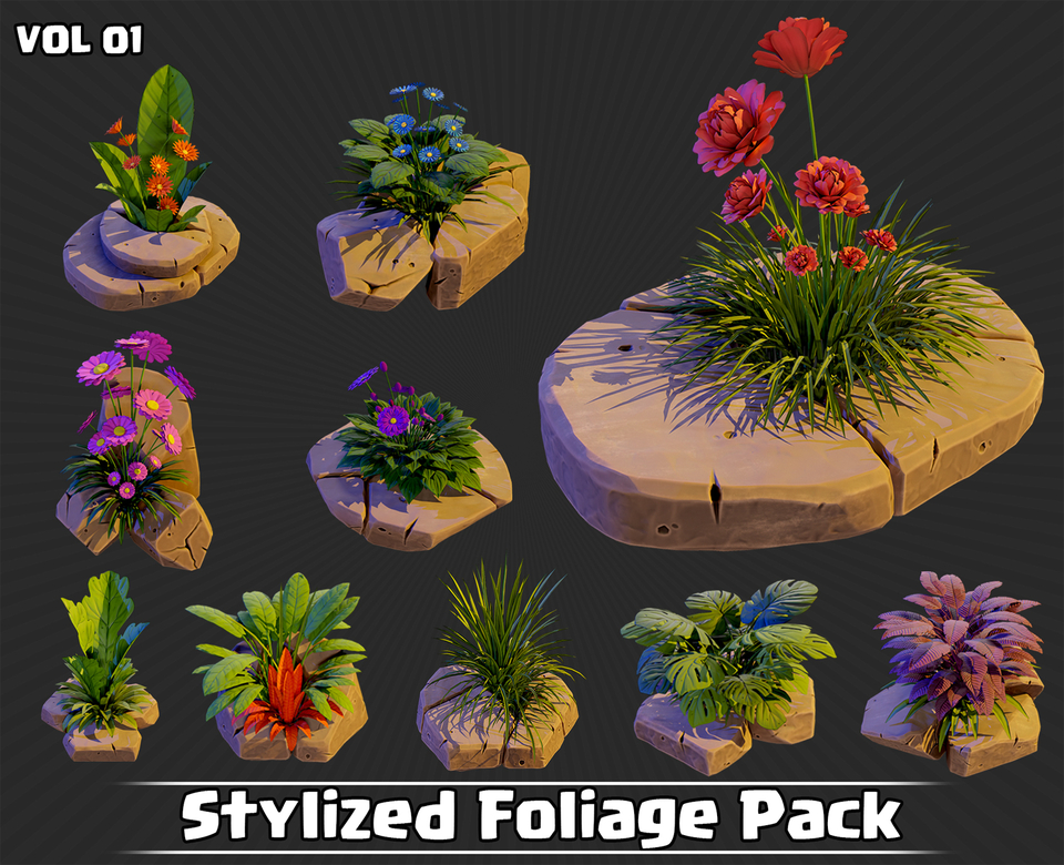 Stylized Foliage Pack Game Ready VOL01