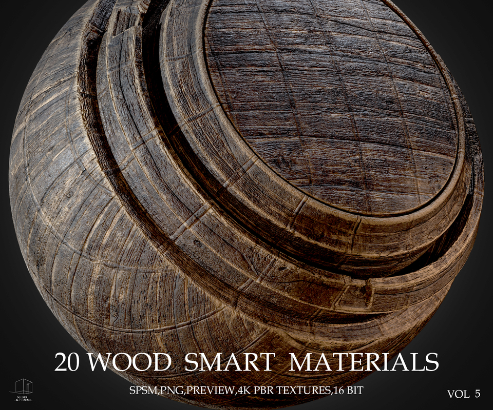20 WOOD SMART MATERIALS & PBR TEXTURES-VOL 5