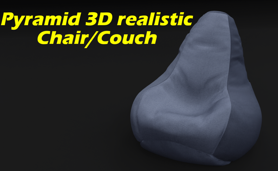 Triangle shap 3D realistic blue chair furniture