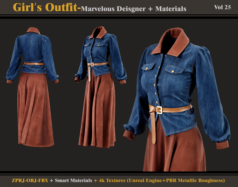 Girl's Outfit- Modles+Materials