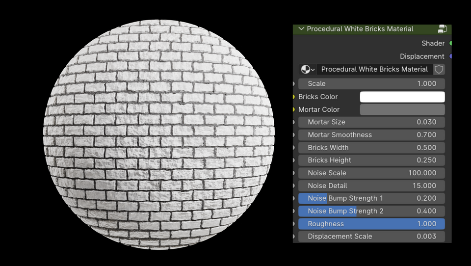 Procedural White Bricks Material