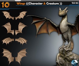 ZBrush Avian Wing + FBX + OBJ