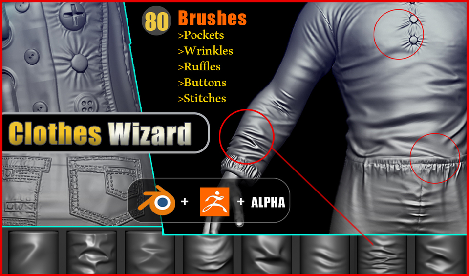 Clothes Wizard - 80 Brushes for Realistic Clothes