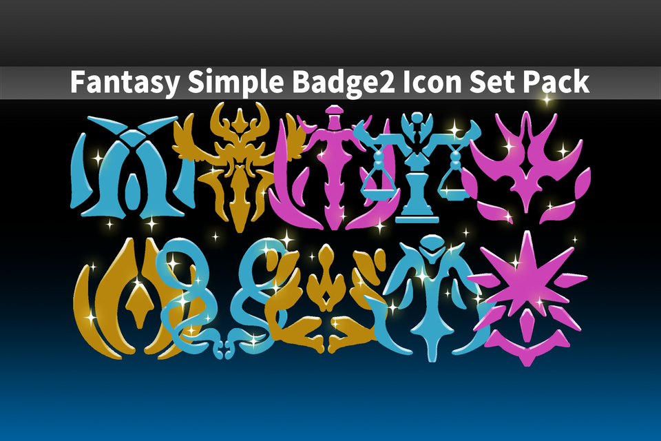 Fantasy Simple Badge2 Icon Set Pack