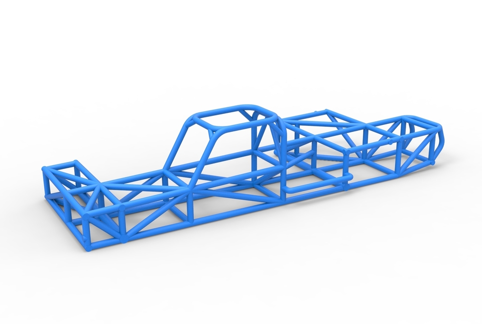 Frame of Supermodified rear engine race car 1:25