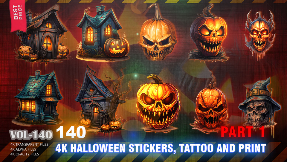 140 4K HALLOWEEN STICKERS,TATTOO AND PRINT (PART1)