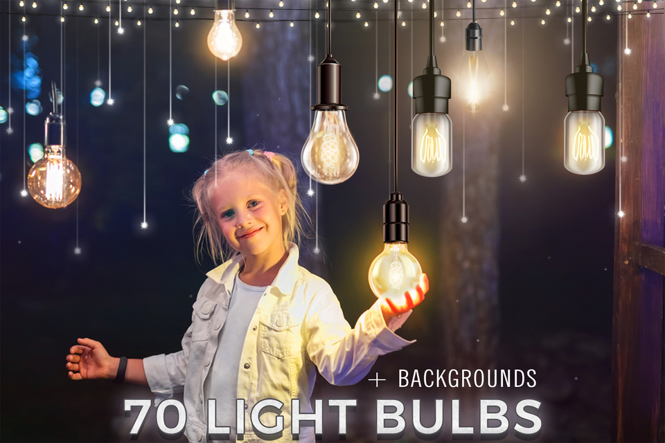 70 Soft Glow Light Bulbs, String Lights Overlays
