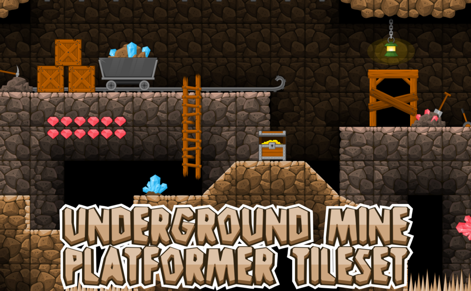 Underground Mine - Platformer Game Tile Set