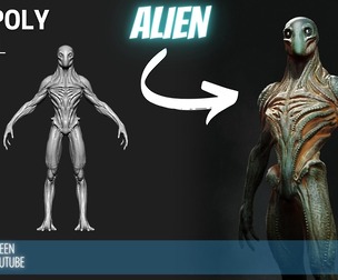 Alien Praying, 3D model ready for printing