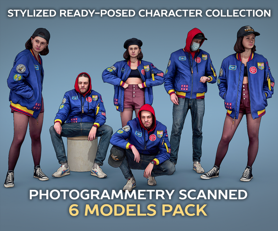 Guy and Girl in blue bomber jacket model pack