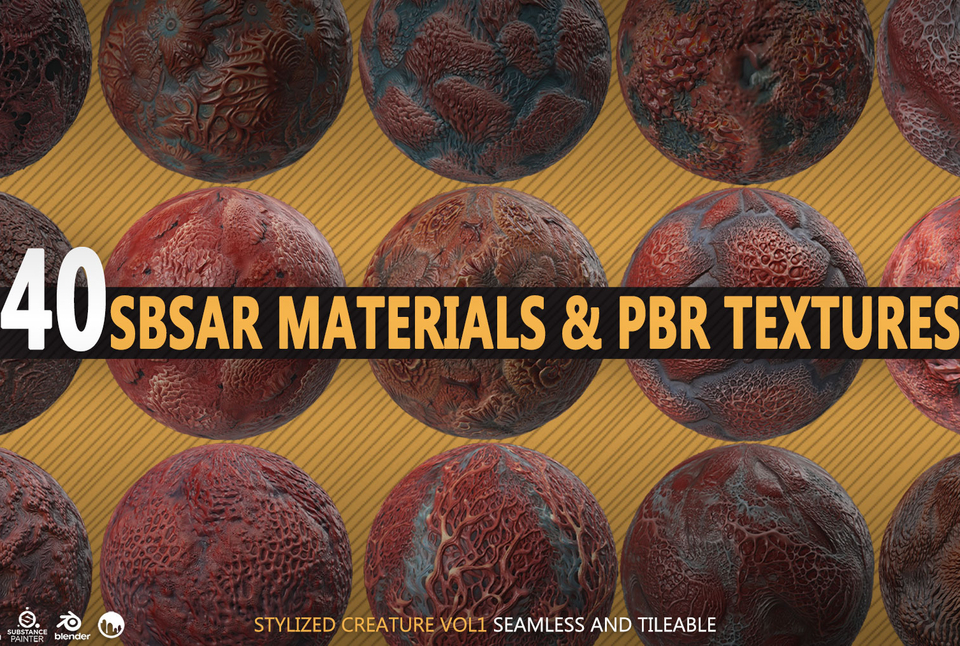 40 Stylized Creature Materials SBSAR PBR Textures