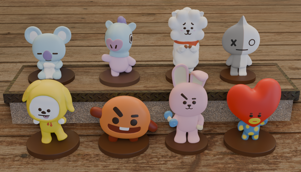BT21 figures ready for 3D print
