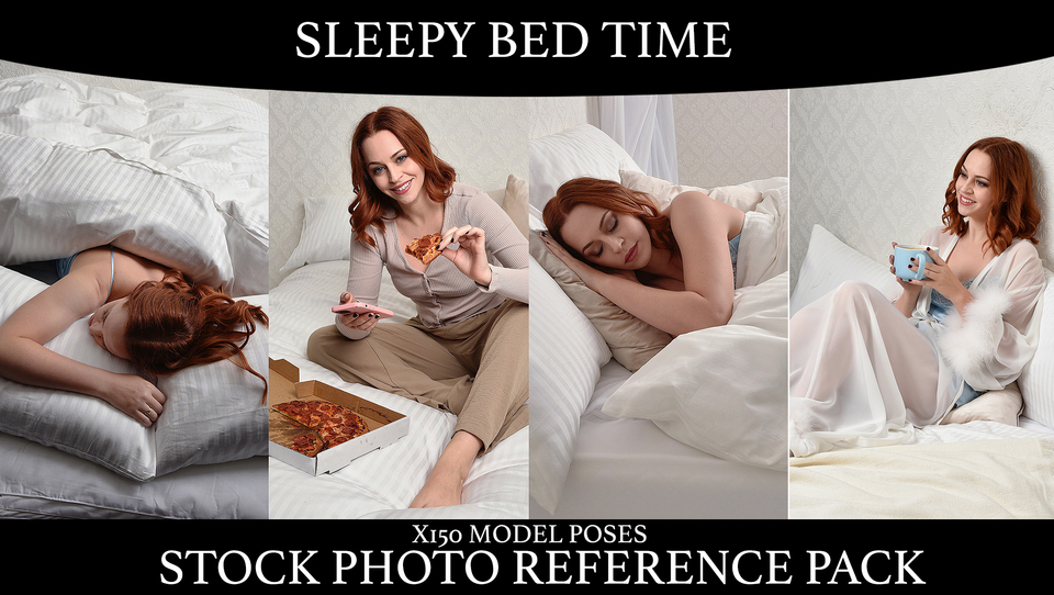 Sleepy Bed Time - Stock Model Pose Reference Pack