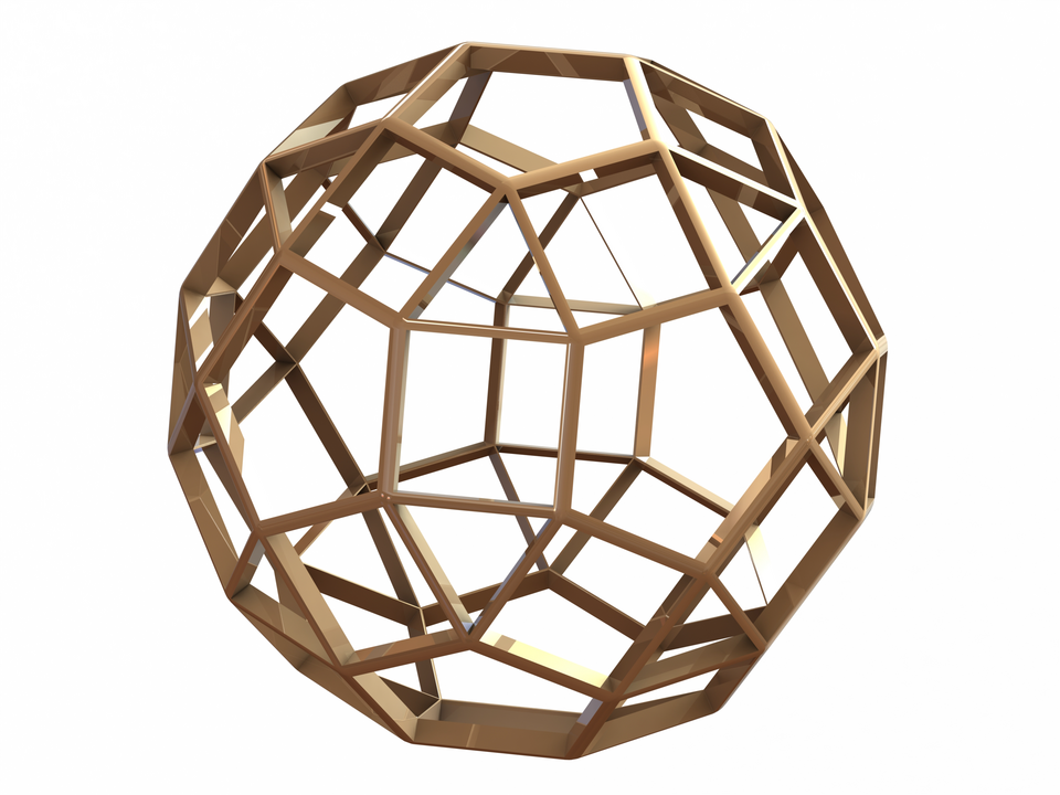 Wireframe Shape Rhombicosidodecahedron