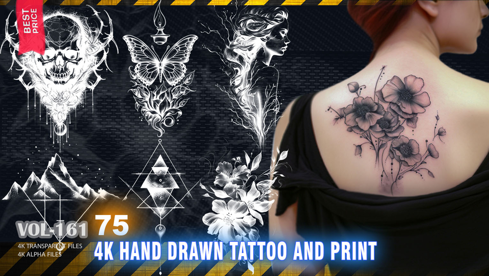 75 4K HAND DRAWN TATTOO AND PRINT