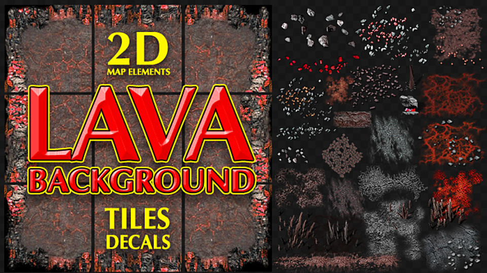 LAVA GAME BACKGROUNDS TILES AND DECALS