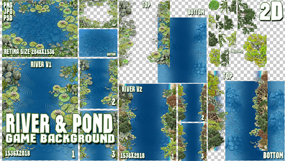 2D RIVER AND POND GAME BACKGROUNDS PACK