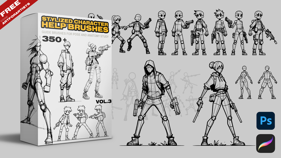 350 FREE Stylized character help Brushes (Guide)