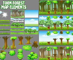 2D Forest Tileset Pack Toon Style