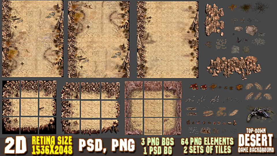 2D DESERT GAME BACKGROUNDS PACK