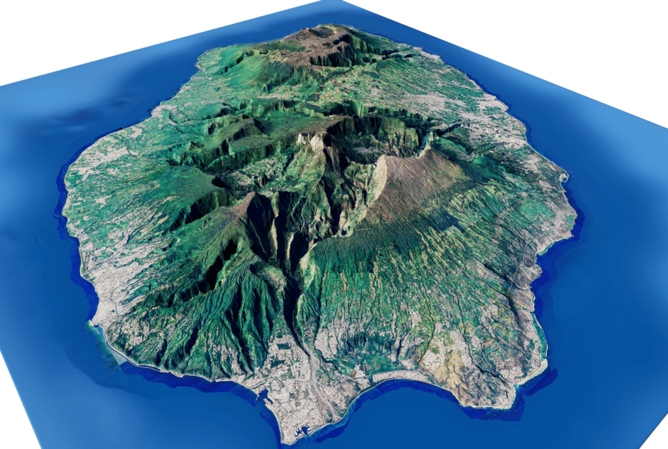 Reunion island full 3d model terrain