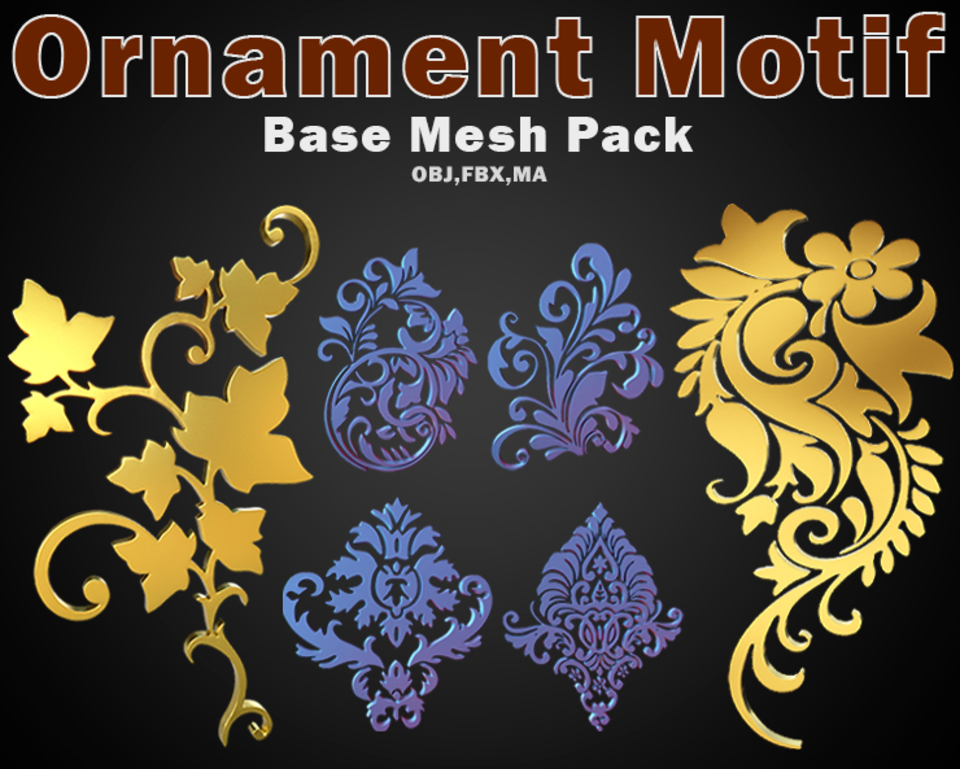 75 Ornaments Motif Base Mesh Pack