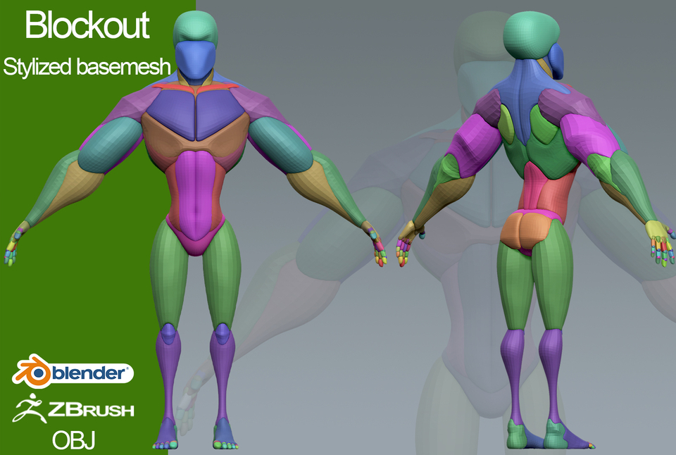 stylized anatomy Basemesh blockout 002