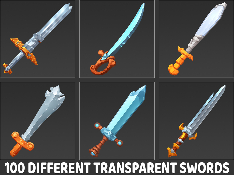 100 Fantasy Sword 2D Game Asset
