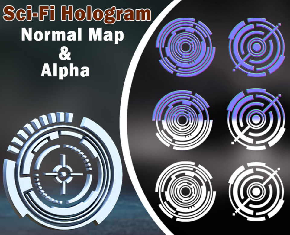 100 Sci-fi Hologram Normal Map and Alpha